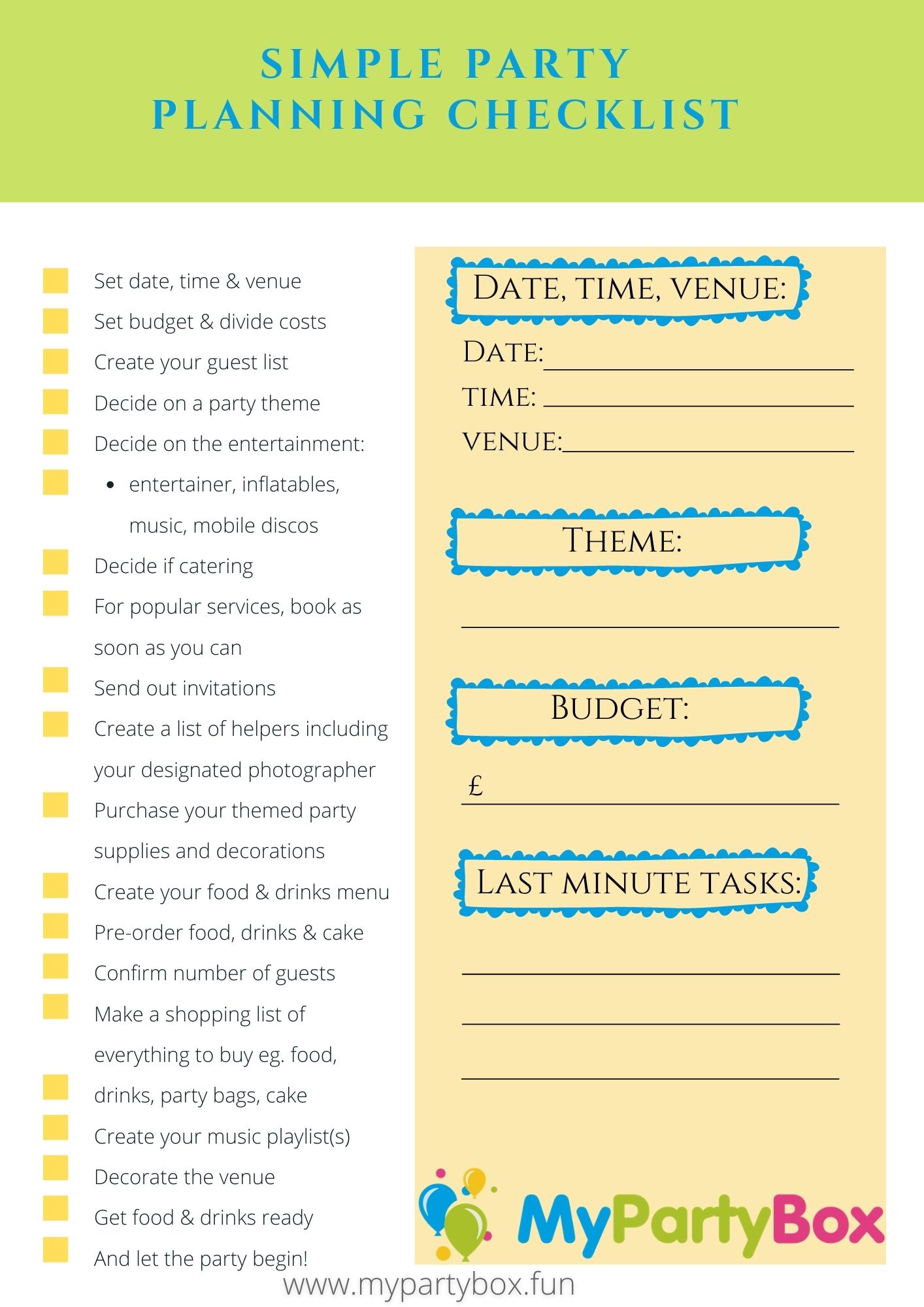 My Party Box - Simple Party Planning! - My Party Box